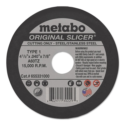 Original Slicer Cutting Wheel, Type 1, 4-1/2 in dia, 0.045 in Thick, 6 ...