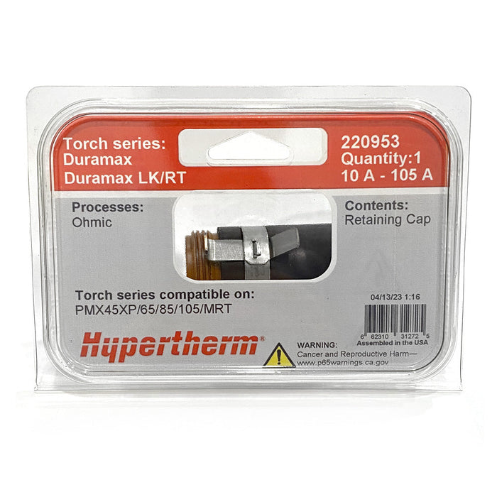 HYPERTHERM 220953 Ohmic Retaining Cap 10-105 AMP — Weld Shop Supply